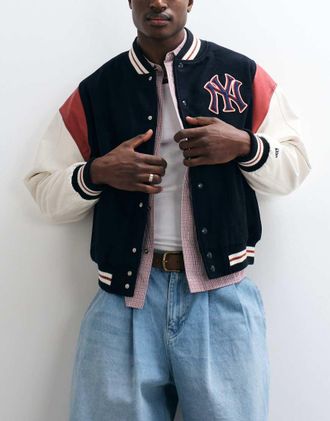 New Era NY Yankees - Veste universitaire en laine m&eacute;lang&eacute;e - Noir multicolore