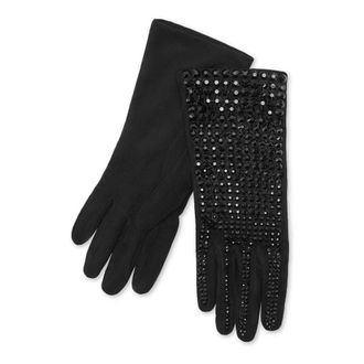 Philipp Plein Femme, Accessoires, Noir, Taille: 8 IN Suede Mid-Gloves Crystal