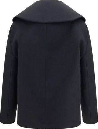 Balenciaga Structured High-Neck Peacoat Coat - Black