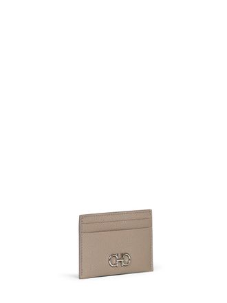 Ferragamo Womens Credit Card Holder Gancini Calfskin Grey Calf Leather Wallets & Purses