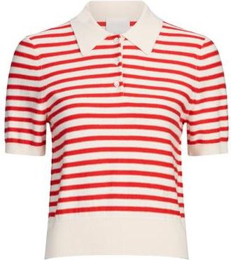 A.P.C. Polo manches courtes &agrave; rayures en coton et cachemire