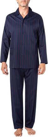 Novila Herren Pyjama blau Baumwolle & Mix Gemustert