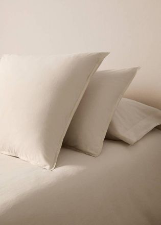 Mango Bezug f&uuml;r Kinderkopfkissen aus gewaschener Baumwolle, doppelter Steppstich, 50 x 75 cm ecru - null - 50x75cm - MANGO HOME