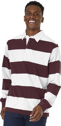 Charles River Apparel Herren Klassisches Rugby-Shirt Hemd, Kastanienbraun/Wei&szlig;, X-Klein