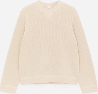 Arket Pullover Aus Baumwolle Und Leinen -Wei&szlig;