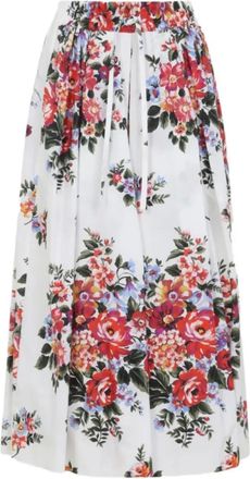 Dolce & Gabbana Femme, Jupes, Multicolore, Taille: 36 FR Floral Bouquet-Print Poplin Long Skirt