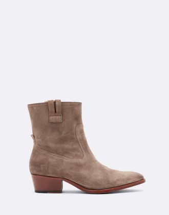 AllSaints Jura botte zipp&eacute;e en daim marron Karoo