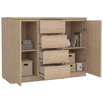 Dmora Dmora - Kommode Alix, Wohnzimmerbuffet, Wohnzimmer-Sideboard, Moderne K&uuml;chen-Speisekammer, 121x50 h91 cm, Eiche