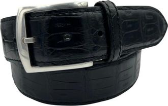 Paolo Vitale Homme, Accessoires, Noir, Taille: 110 CM Ceinture en cuir de crocodile 4 cm