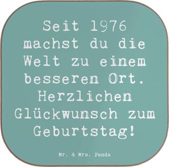 Mr. & Mrs. Panda Holzuntersetzer Spruch 1976 Geburtstag - Geschenk, Geburtstagsgeschenk, Glasuntersetzer, Geburtstagsfeier, Untersetzer f&uuml;r Gl&auml;ser, Design, Tischschone