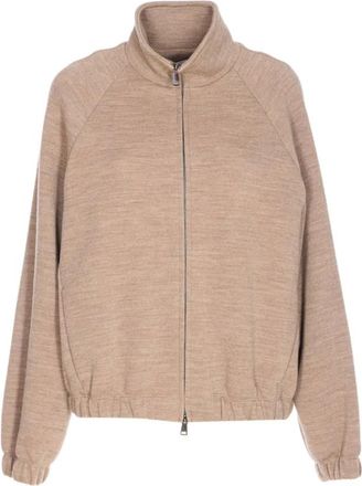 Max Mara Femme, Sweatshirts et sweats &agrave; capuche, Beige, Taille: 42 FR Veste Beige Laine Coton