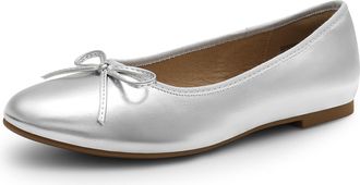 Dream Pairs Damen-Schuhe, l&auml;ssig, spitzer Zehenbereich, Ballett-Komfort, weiche Slip-on-Flachschuhe,Size 43,Silber,SDFA2404W
