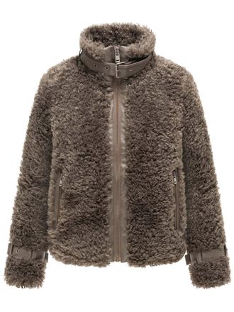 Navahoo Damen Teddyjacke Wuschelwonne mit Schnallendetails