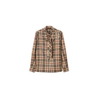 Twinset Tartan Flanellhemd mit Stickerei - - Blouses & Shirts - Damen - Braun - XS