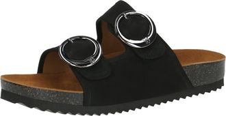 Caprice Damen Pantoletten aus Leder Bequem, Schwarz (Black Nubuc), 40 EU