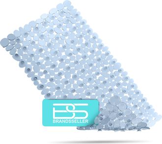 Brandsseller Badewanneneinlage 70x35 cm Badewannenmatte Duschmatte in Steinoptik Blau-Transparent