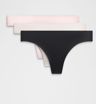 lululemon InvisiWear String mit mittelhohem Bund 3er-Pack f&uuml;r Frauen - Gr&ouml;&szlig;e 2XL in Black/Light Ivory/Blush Quartz