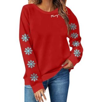 Generic Ydsxlp Pull de Noël à manches longues pour femme - Imprimé « Merry Christmas » - Tendance et décontracté - Col rond - Coupe ample - Pull de Noël, A - 