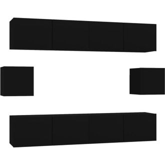 vidaXL 6-tlg. TV-Schrank-Set Schwarz Holzwerkstoff - Vidaxl