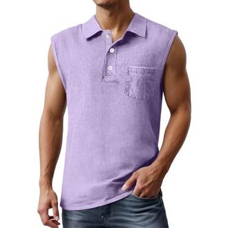 Generic T-shirt pour homme D&eacute;bardeur pour homme Grandes et grandes chemises sans manches Muscle Fitness Entra&icirc;nement Course Plage &Eacute;t&eacute; Boutonn&eacute; T-shirt Gilet, 