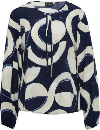 s.Oliver Langarmbluse Bluse Gemusterte Viskosebluse mit Bindeband