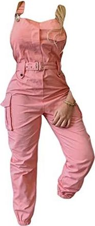 ORANDESIGNE Salopette Cargo sans Manches pour Femme Combinaisons ceinturées à Bretelles réglables à la Mode Pantalon à bavette décontracté avec Poches Extensibles