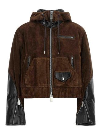 sacai Lederjacke - Braun
