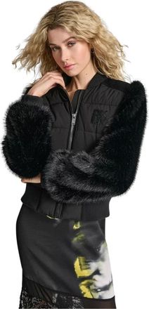 DKNY Dkny, Femme, Vestes, Noir, Taille: 40 FR Veste Patchwork en fausse fourrure