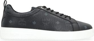MCM Mcm, Homme, Chaussures, Noir, Taille: 42 EU Baskets basses en cuir avec monogramme en relief