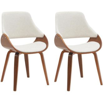 Clp Lot de 2 chaises de salle &agrave; manger Vangale Noyer / Cr&egrave;me Tissu