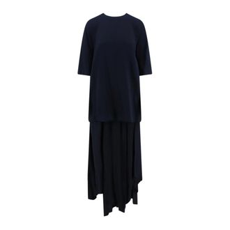 Semicouture Femme, Robes, Bleu, Taille: 38 FR Robe Longue Col Rond