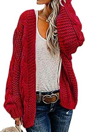 Generic Cardigans pour Femmes Cardigans en Tricot pour Femmes Cardigan en Maille épaisse Ouvert sur Le Devant Pull