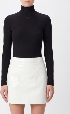 Courr&egrave;ges Lang&auml;rmeliger Strick-Body mit Rollkragen
