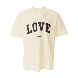 Msgm Love T-Shirt - - Tops - Herren - Beige - L