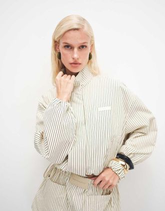Cernucci Veste densemble en nylon ray&eacute; avec col chemin&eacute;e - Jaune beurre