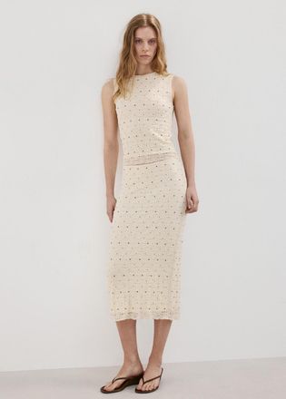 Mango Jupe midi &agrave; clous &eacute;cru - Femme - XS - MANGO