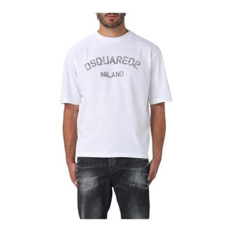 Dsquared2 L&auml;ssiges Kurzarm-T-Shirt mit Grafik - - Tops - Herren - Wei&szlig; - S