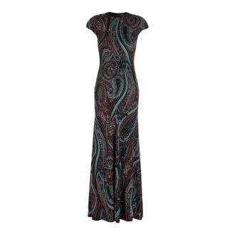 Etro Langes Kleid mit Allover-Print - - Dresses - Damen - Mehrfarbig - XS