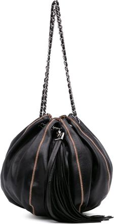 Chanel sac seau réversible en peau dagneau et satin (2003-2004) - Marron