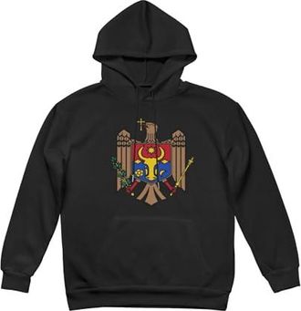 Generic Sweatshirts &Agrave; Capuche Hommes Doublure Polaire Imprim&eacute; Graphique Moldavie Embl&egrave;me National Pull Hoodie Hauts Streetwear Vintage Pull De D&eacute;tente Athleis