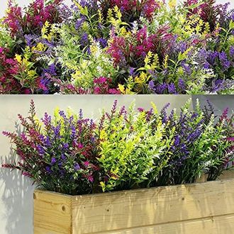 WILLBOND 12 K&uuml;nstliche Lavendel Blumen Drau&szlig;en Lavendel Kunstblumen f&uuml;r K&uuml;nstliches Gr&uuml;n UV Best&auml;ndige Pflanzen f&uuml;r Blumenarrangements, Tischdekoration