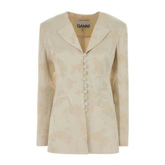 Ganni Satin-Blazer - - Jackets - Damen - Wei&szlig; - M