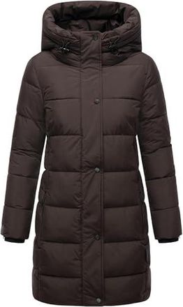 Marikoo Manteau dhiver pour femme, long manteau matelass&eacute; chaud avec capuche et col haut Karumikoo XVI Taille XS-5XL, chocolat, 4XL
