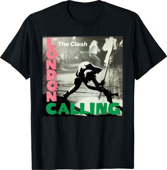 The Clash Official - Damen Unisex-Erwachsene T-Shirt Schwarz Kurzarm Crew-Ausschnitt Klassisches Cartoon T-Shirt Klein EU S