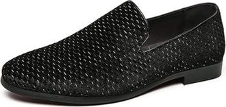 Generic Mocassins Oxford confortables à enfiler pour homme, chaussures habillées pour fête, bal, mariage, Noir, 41 1/3 EU