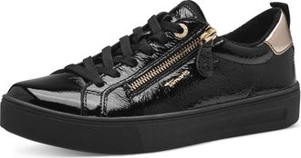 Tamaris Comfort Damen Sneaker flach mit Reißverschluss Freizeit, Schwarz (Black Patent), 38 EU