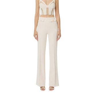 Elisabetta Franchi Femme, Pantalons, Blanc, Taille: 36 FR Wide Pantalons