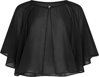 Bolerose Doux Mariage Portefeuille Soirée Transparente Mousseline de soie Paréo Cape Chale (Noir, Taille unique)