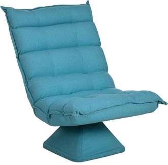 HOMCOM Homcom - Fauteuil relax grand confort pivotant inclinaison r&eacute;glable 5 niv. &eacute;pais garnissage mousse haute densit&eacute; tissu velours microfibre turquoise