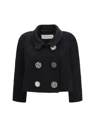 Dries Van Noten Womens Cropped Jacket Black Canvas
